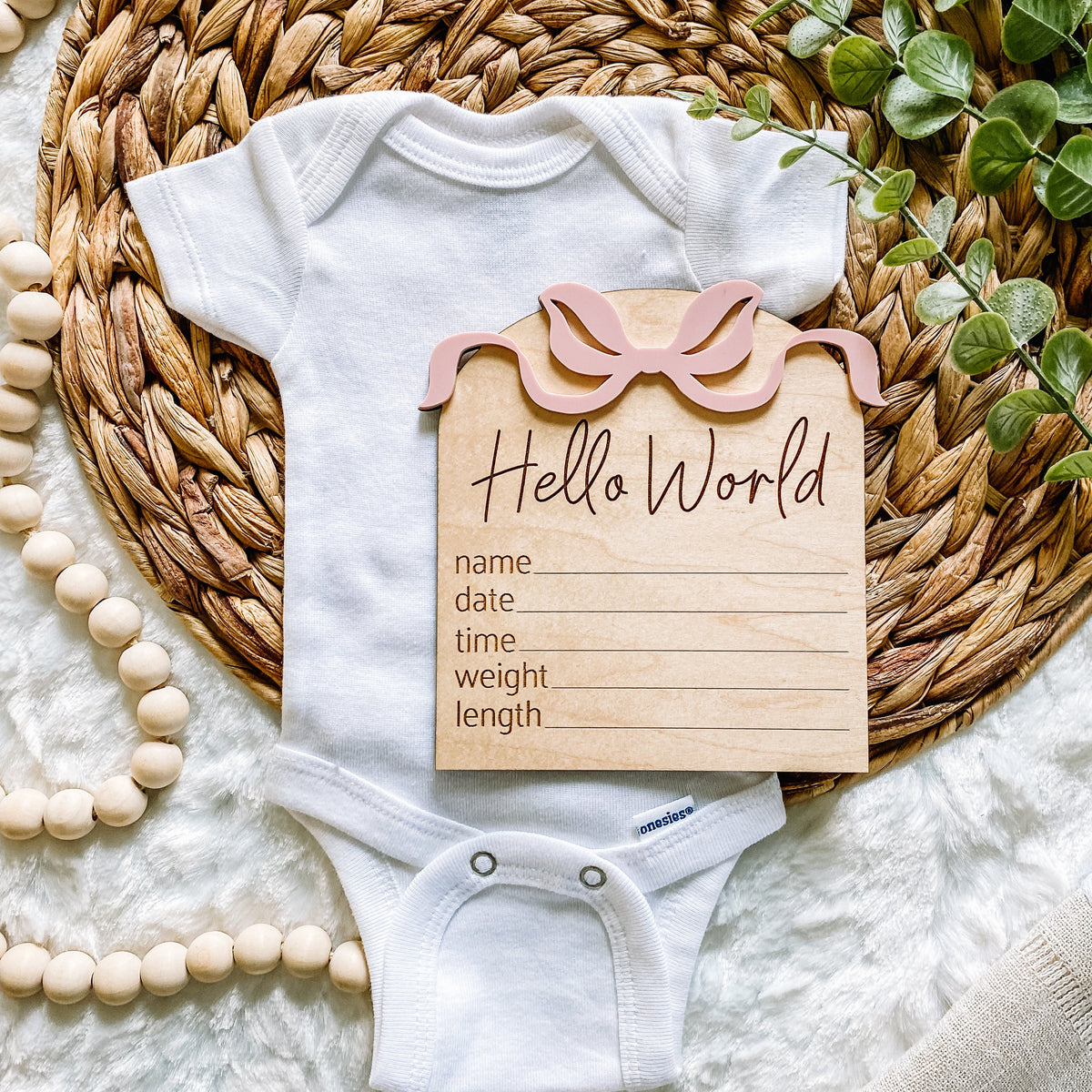 Bow Birth Stat Sign– Claire and Bella, LLC